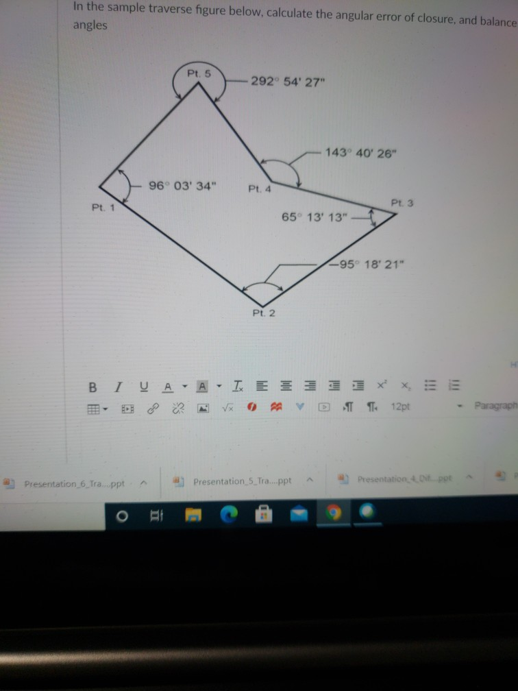 Solved In the sample traverse figure below, calculate the | Chegg.com