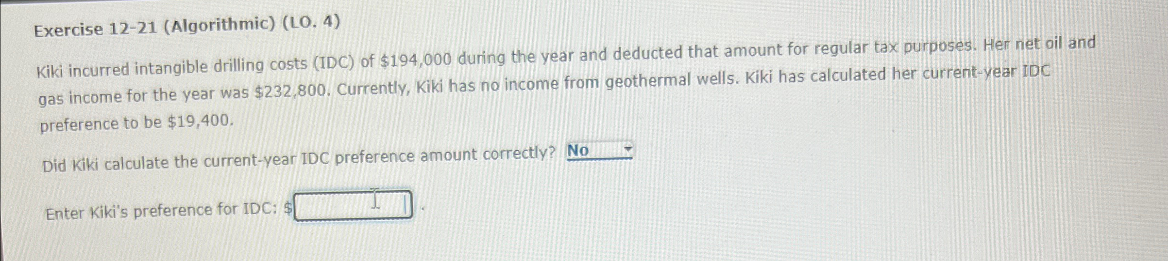 Solved Exercise 12-21 (Algorithmic) (LO. 4)Kiki incurred | Chegg.com