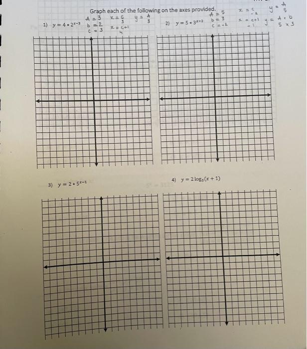 Solved y=2⋅5x−1 4) y=2log5(x+1) | Chegg.com