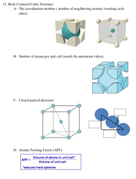 Solved 32. Body Centered Cubic Structure: A- The | Chegg.com