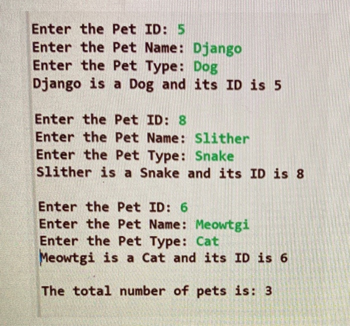 Solved PARTI: Define a Java class named "Pet' in a package | Chegg.com