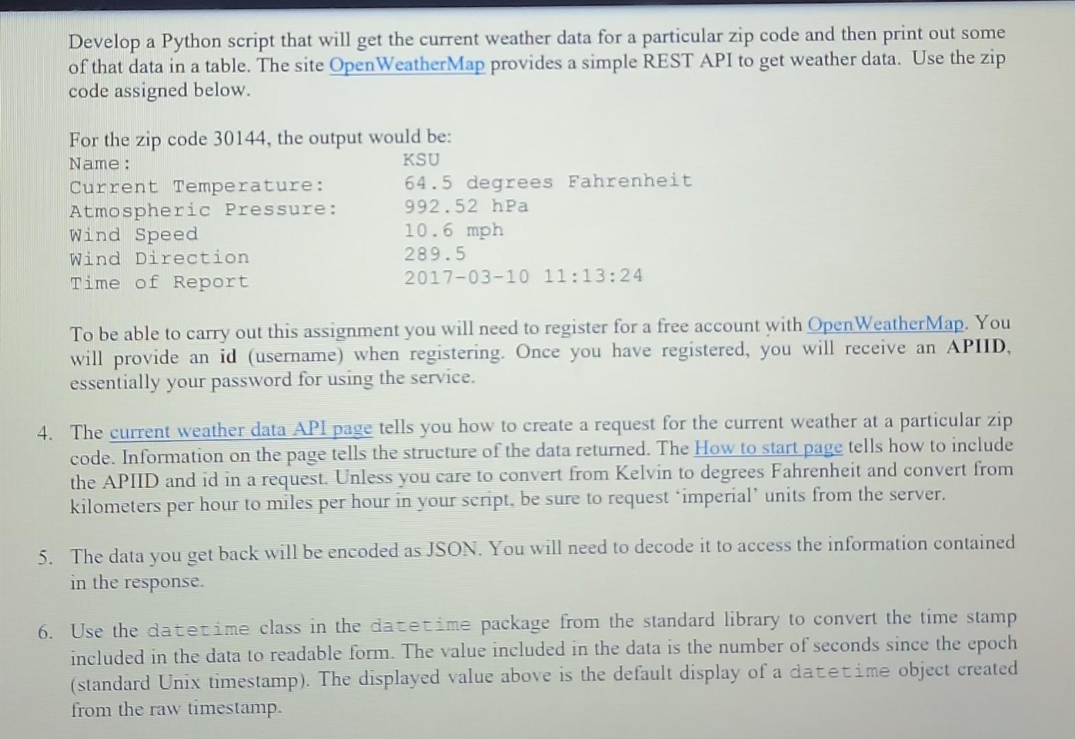 Solved Develop a Python script that will get the current | Chegg.com