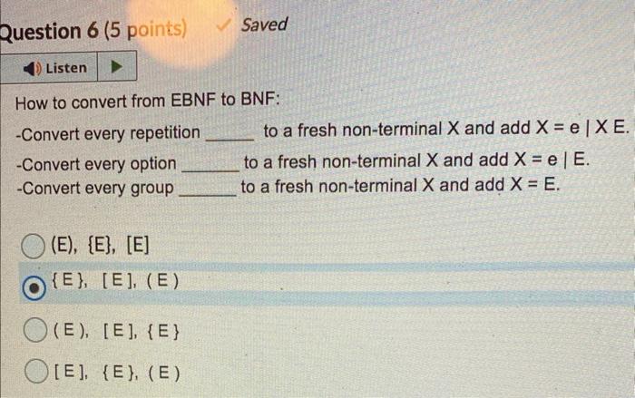 Solved How to convert from EBNF to BNF: -Convert every | Chegg.com