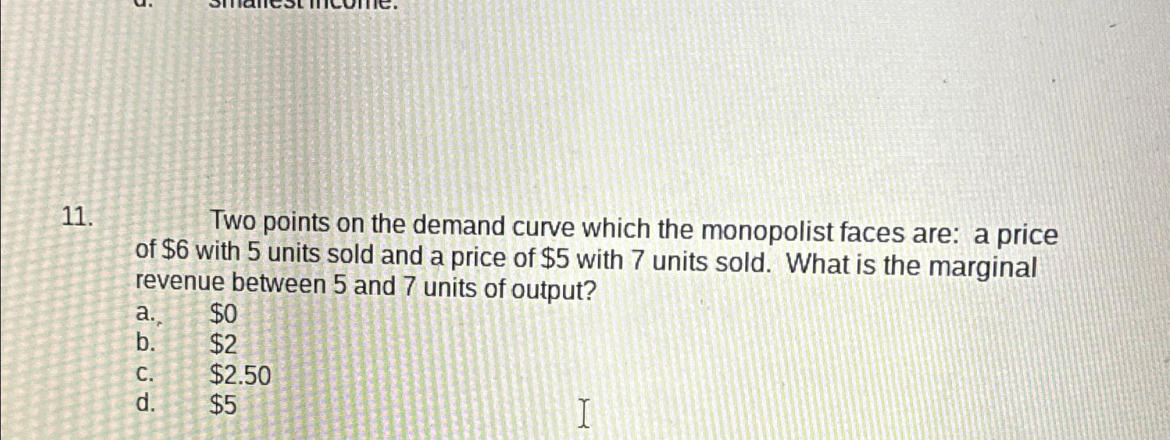 Solved Two points on the demand curve which the monopolist | Chegg.com