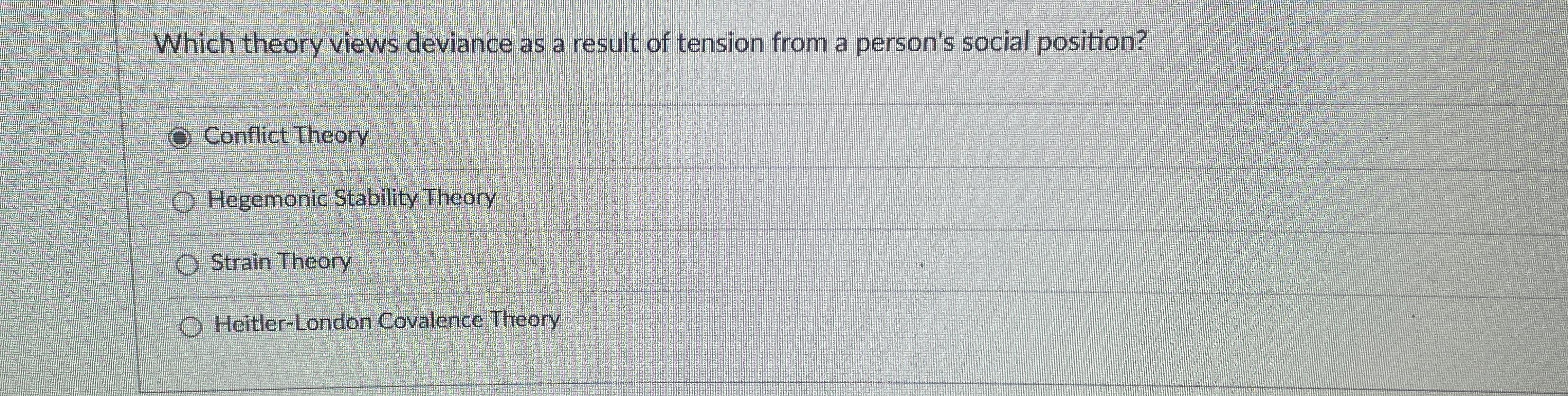Solved Which theory views deviance as a result of tension | Chegg.com