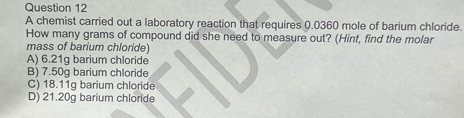 Solved Question 12A chemist carried out a laboratory | Chegg.com