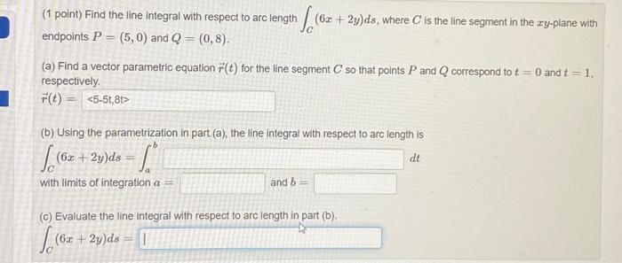 Solved (1 point) Suppose F(x,y)=−yi+xj and C is the line | Chegg.com