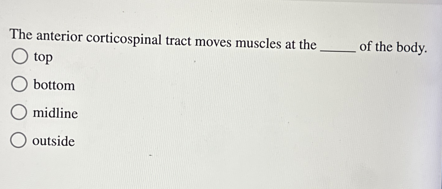 Solved The anterior corticospinal tract moves muscles at | Chegg.com