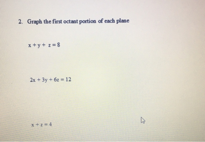 Solved 2. Graph the first octant portion of each plane x + y | Chegg.com