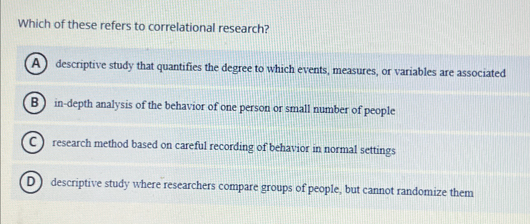 Solved Which of these refers to correlational | Chegg.com