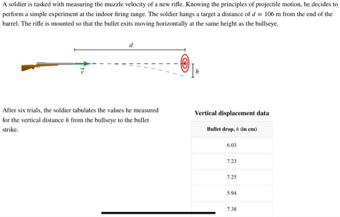 Solved A soldier is tasked with measuring the muzzle | Chegg.com