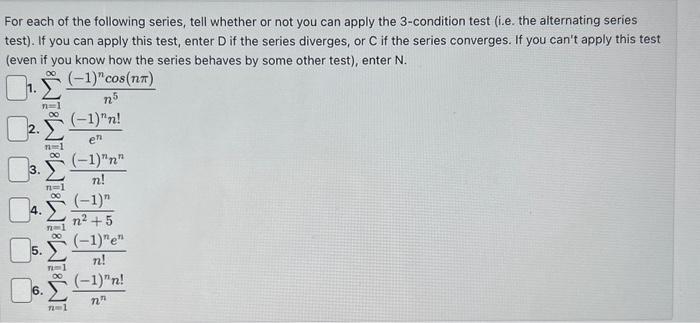 Solved For each of the following series, tell whether or not | Chegg.com