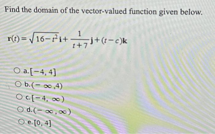 Solved Find the domain of the vector-valued function given | Chegg.com