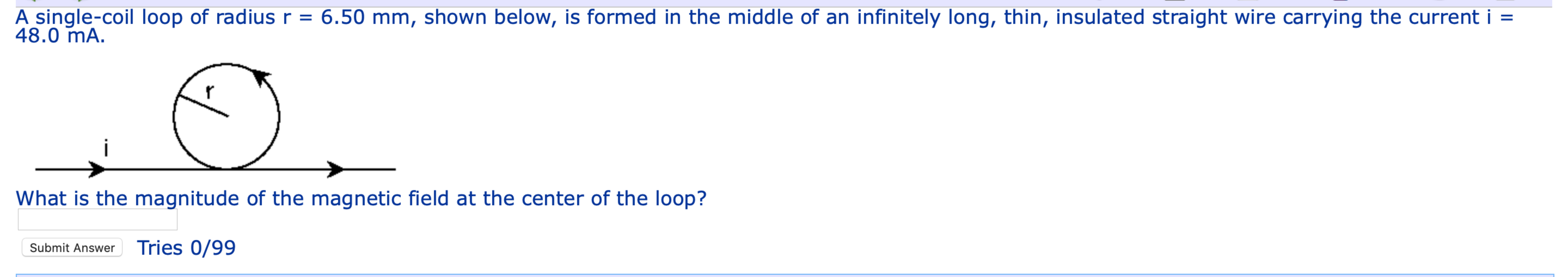 Solved A single-coil loop of radius r=6.50mm, ﻿shown below, | Chegg.com