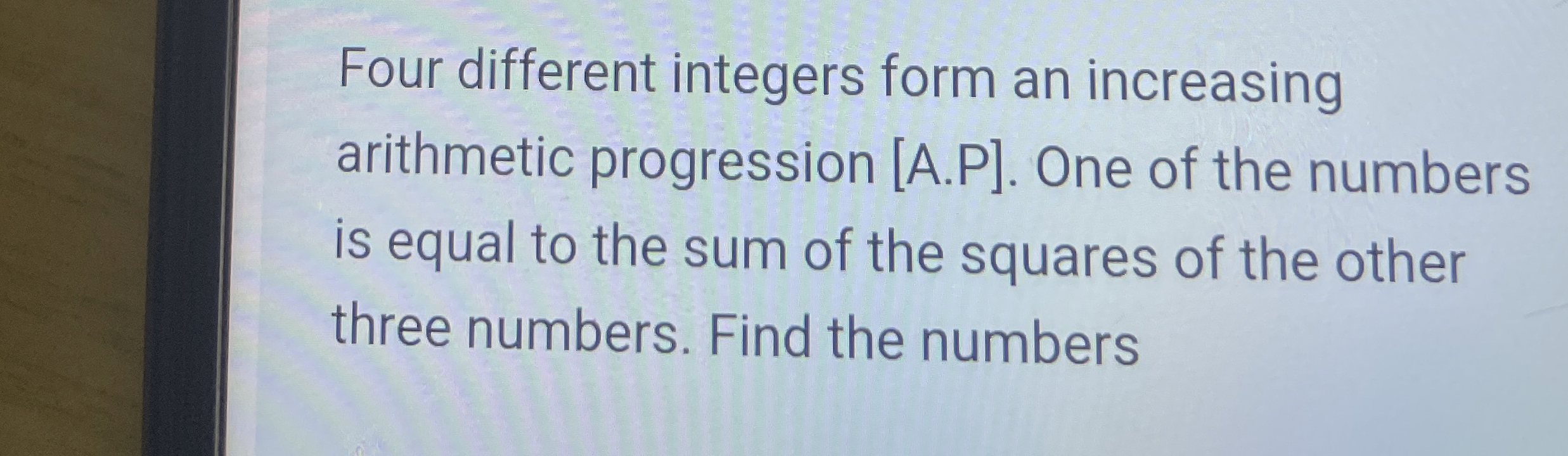 Four different integers form an increasingarithmetic | Chegg.com