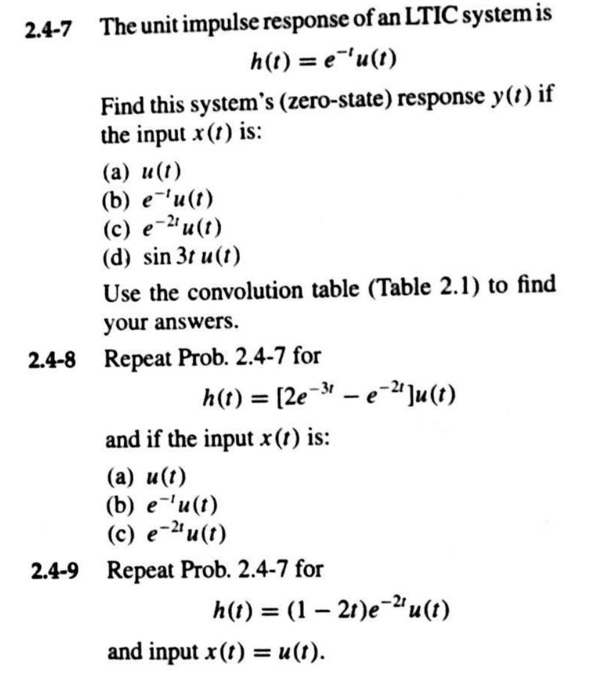 Solved The unit impulse response of an LTIC system is 2.4-7 | Chegg.com