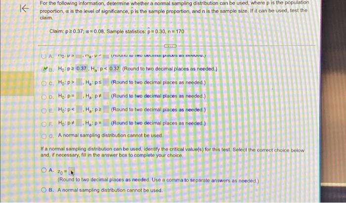 Solved K For the following information, determine whether a | Chegg.com