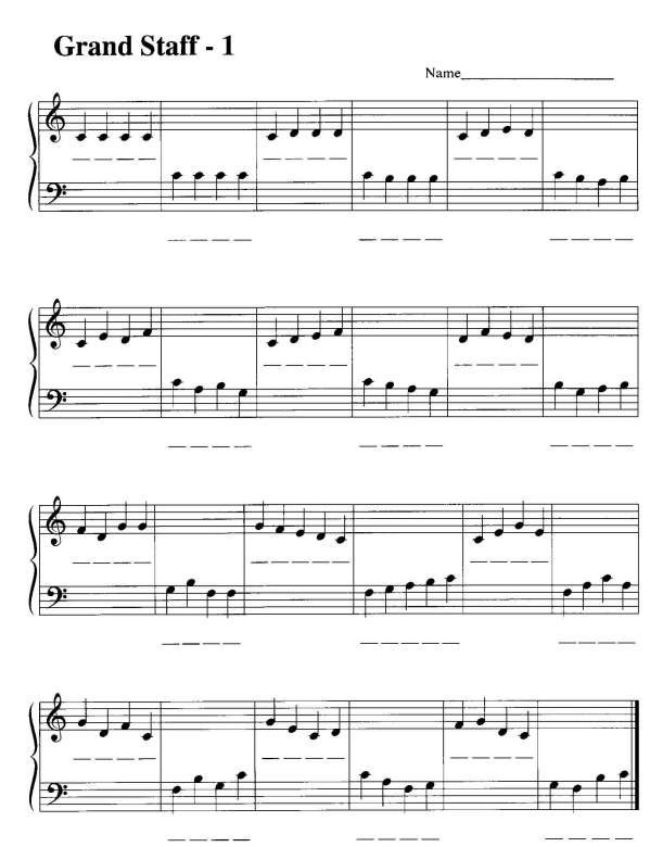 Grand Staff - 1 ﻿Fill in the blank spaces | Chegg.com