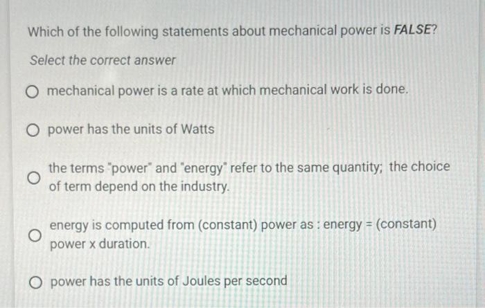 Solved Which of the following statements about mechanical | Chegg.com