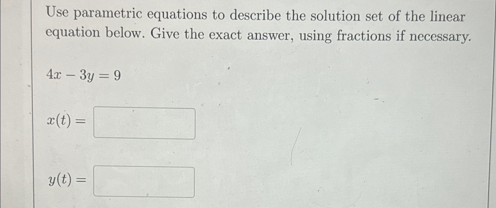 Solved Use parametric equations to describe the solution set | Chegg.com