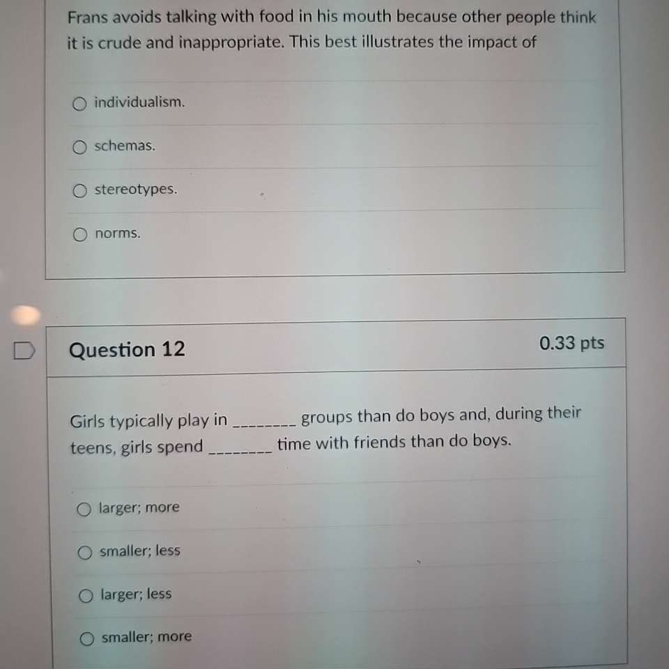 Solved Frans avoids talking with food in his mouth because | Chegg.com