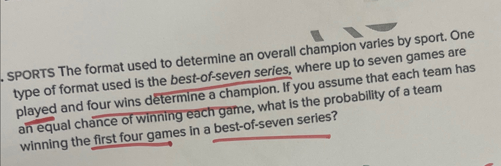 Solved SPORTS The format used to determine an overall | Chegg.com