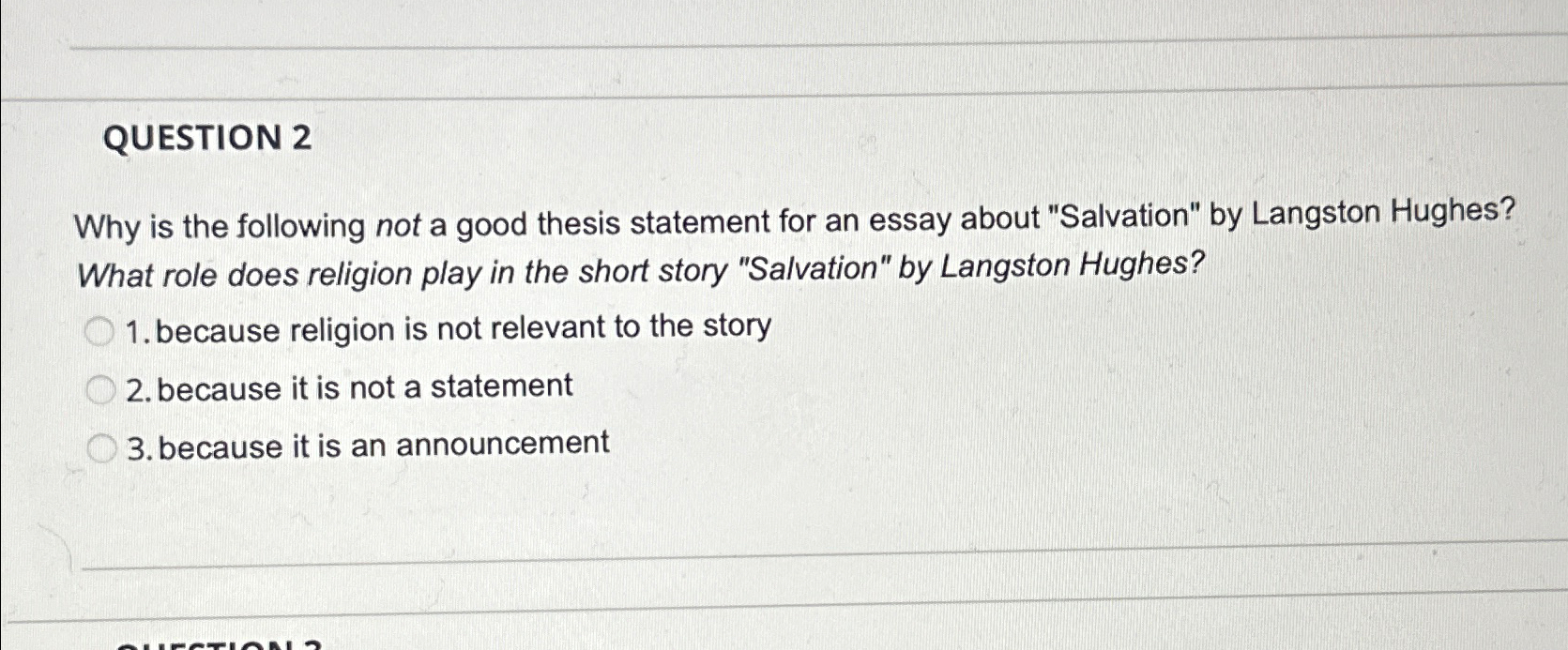 Solved QUESTION 2Why is the following not a good thesis | Chegg.com