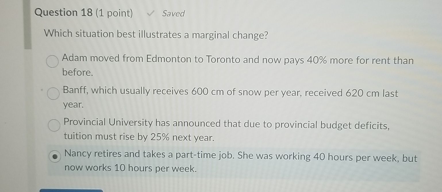 Solved Question 18 (1 ﻿point) ﻿SavedWhich situation best | Chegg.com