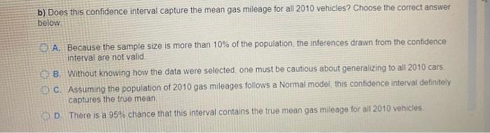 Solved Table of mpg values f 2010vel between like the o cted | Chegg.com