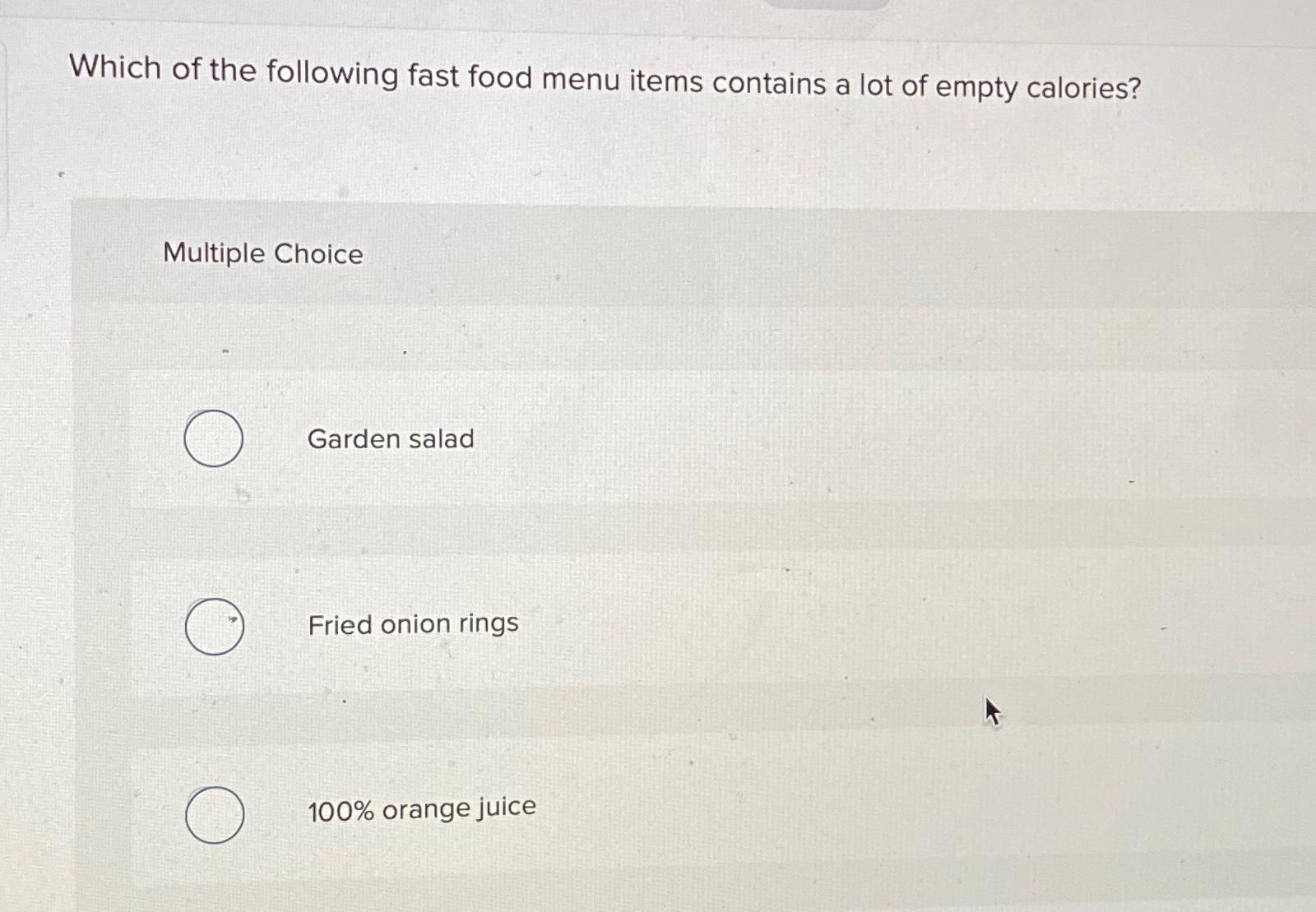 Solved Which of the following fast food menu items contains | Chegg.com