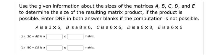 Solved Use the given information about the sizes of the | Chegg.com
