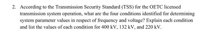 Solved According to the Transmission Security Standard (TSS) | Chegg.com