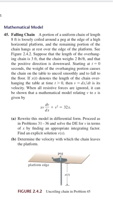 Solved Mathematical Model 45. Falling Chain A portion of a | Chegg.com
