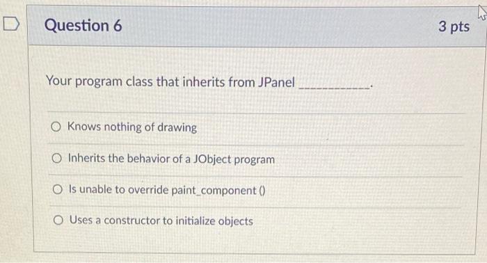 Solved Question 1 3 pts Subclass objects of different type | Chegg.com