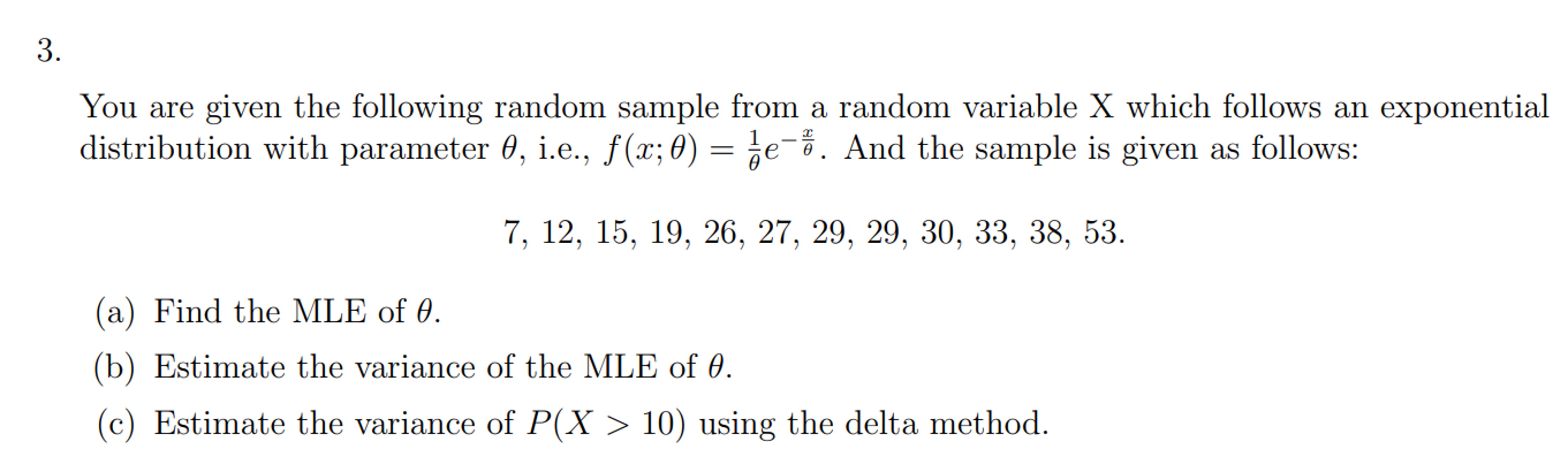 Solved You are given the following random sample from a | Chegg.com