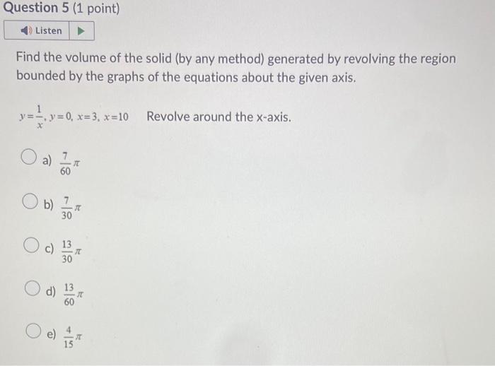 Solved Find the volume of the solid (by any method) | Chegg.com