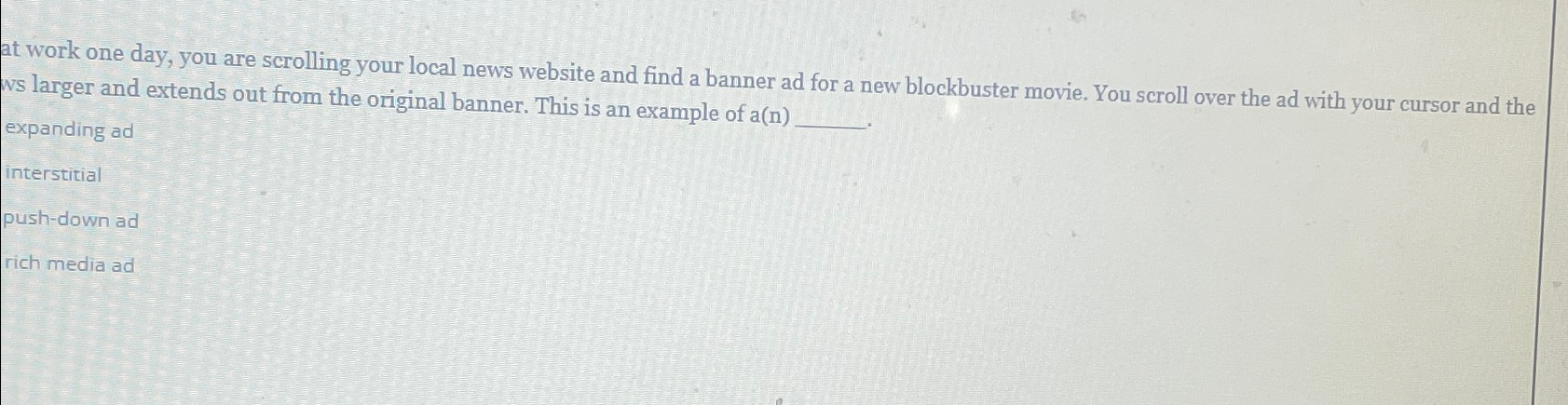 Solved While at work one day, you are scrolling your local | Chegg.com