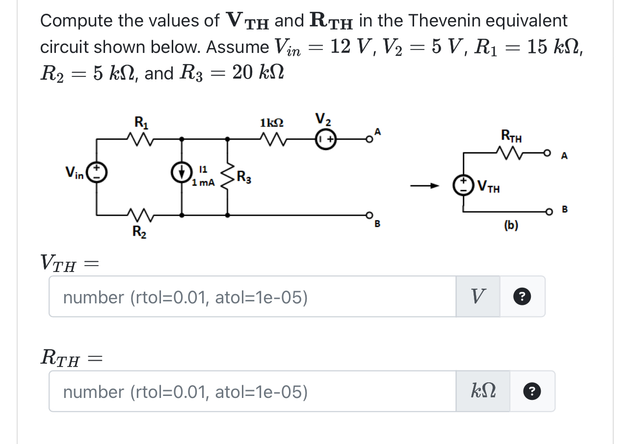 Solved Compute the values of VTH ﻿and RTH ﻿in the Thevenin | Chegg.com