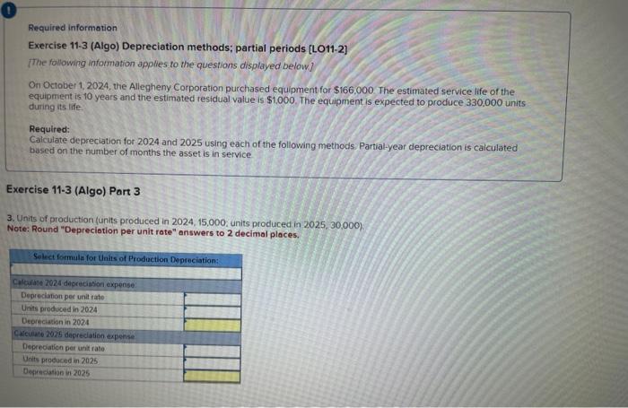 Solved Required information Exercise 11-3 (Algo) | Chegg.com
