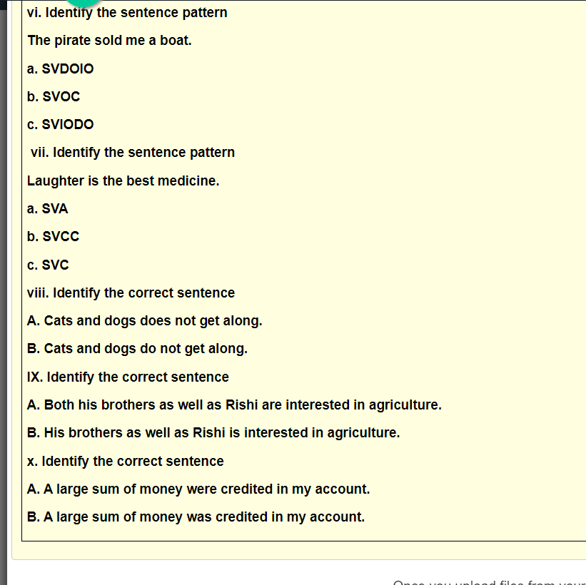 Solved vi. Identify the sentence pattern The pirate sold me | Chegg.com