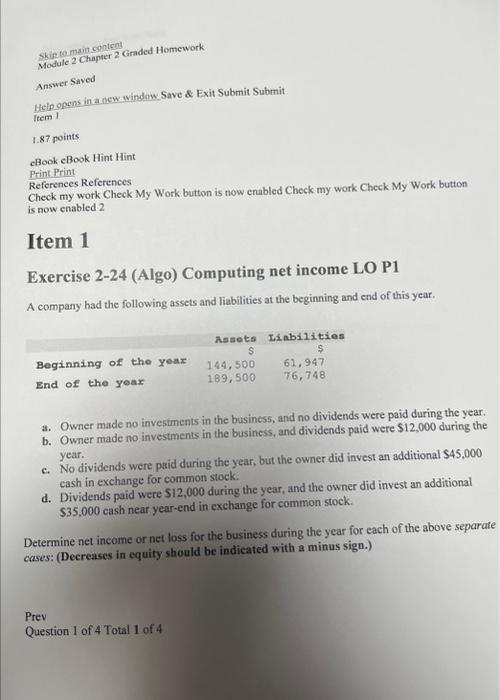 Solved Iterm I 1.87 points cBook eBook Hint Hint Print Print | Chegg.com