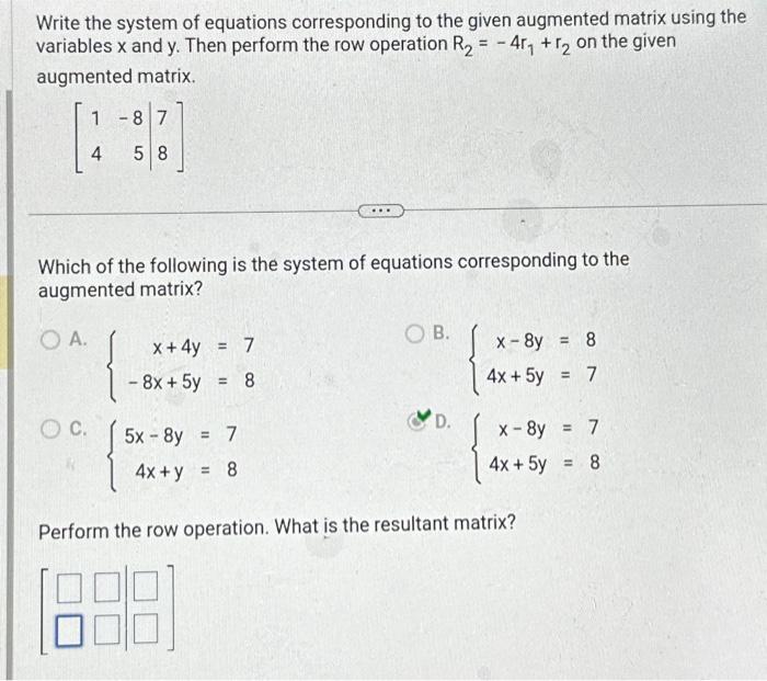 Solved Write the system of equations corresponding to the | Chegg.com