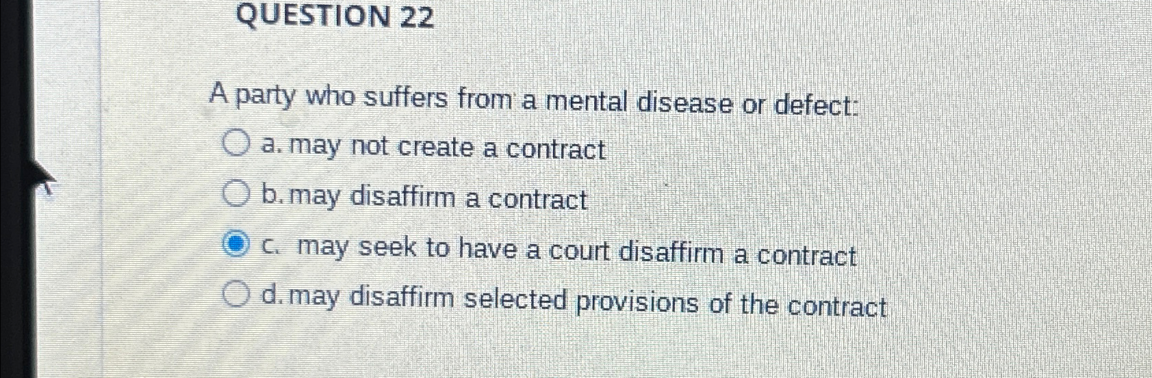 Solved QUESTION 22A party who suffers from a mental disease | Chegg.com