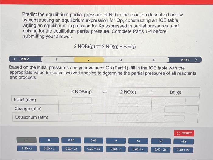 Solved Predict the equilibrium partial pressure of NO in the | Chegg.com