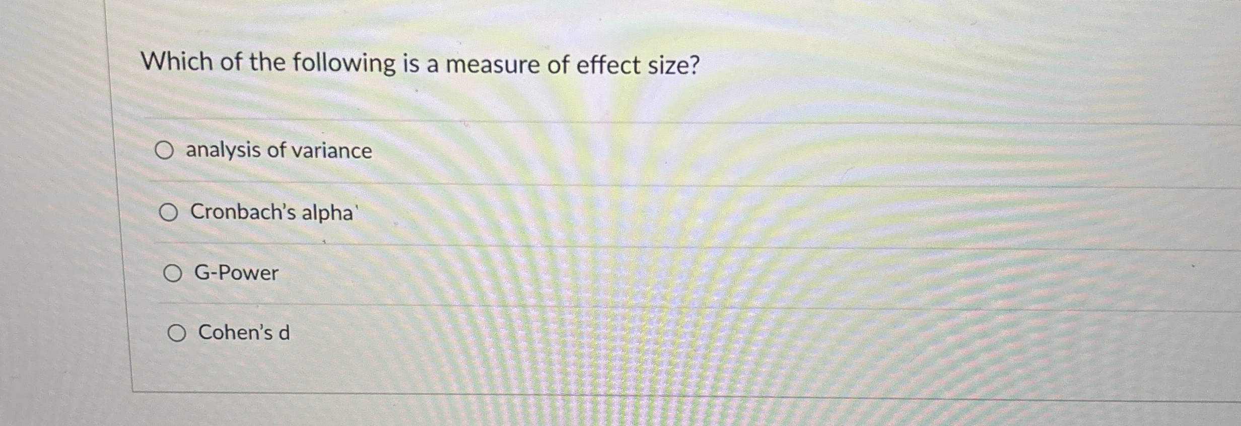 Solved Which of the following is a measure of effect | Chegg.com