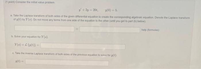 Solved T Poirit Consider The Inikiat Value Problem