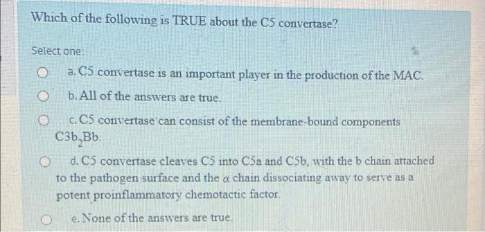 Solved Which of the following is TRUE about the C5 | Chegg.com