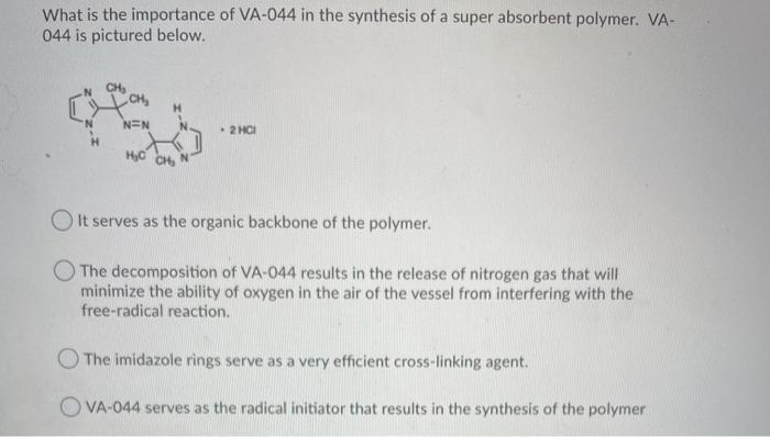 Solved What is the importance of VA-044 in the synthesis of | Chegg.com