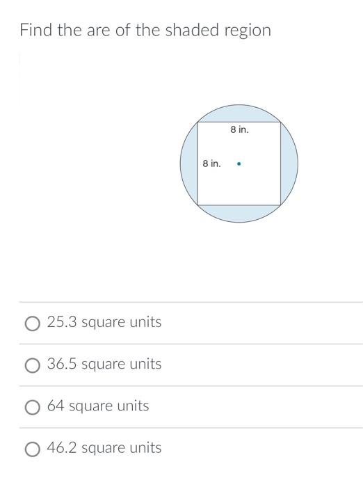 Solved Find the are of the shaded region 25.3 square units | Chegg.com