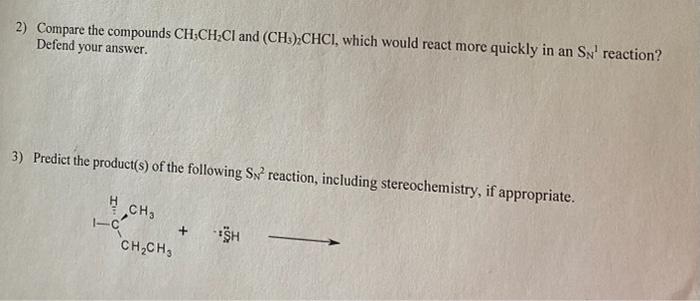 Solved 2) Compare the compounds CH3CH2Cl and (CH3)2CHCl. | Chegg.com